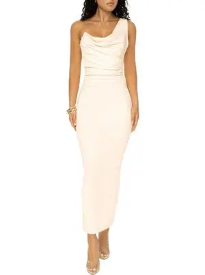 JLUXLABEL JLUXLABEL Ruched One-Shoulder Maxi Dress Cream