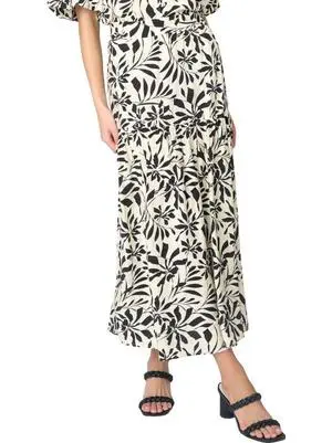 GIBSONLOOK Floral Tiered Maxi Skirt - Ivory