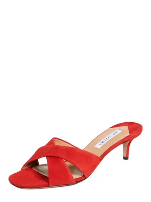AQUAZZURA 50mm Divine Mules Lipstick