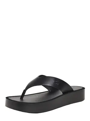 Tory Burch Leather Platform Flip Flops - Black / Black