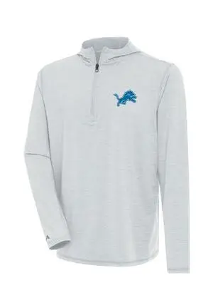 ANTIGUA Detroit Lions Quarter-zip Pullover Hoodie - Heather Gray