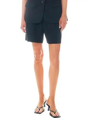GREY LAB Pleated High-waist Shorts - Black