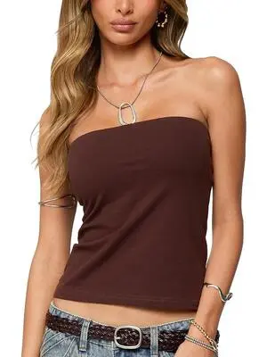 EDIKTED Built-in Bra Tube Top - Brown