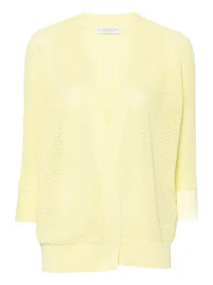 LE TRICOT PERUGIA Open-knit Cotton Cardigan - Yellow