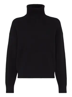 Brunello Cucinelli Roll-neck Ribbed Jumper - Black