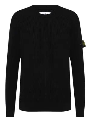 Stone Island Compass-motif Wool Jumper - Black