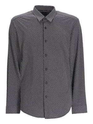 BOSS Geometric-print Long-sleeve Shirt - Black