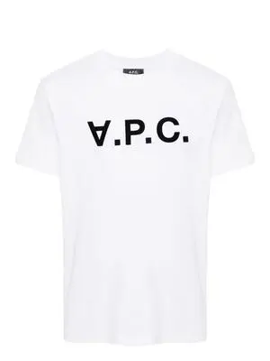 A.p.c. Flocked-logo Cotton T-shirt - White