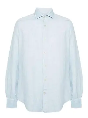 Eleventy Slub-texture Linen Shirt - Blue
