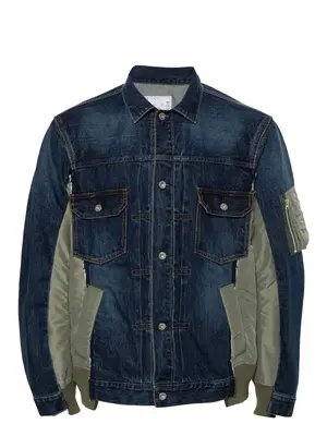 Sacai Patchwork Denim Jacket - Blue