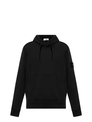 Stone Island Compass-motif Cotton Hoodie - Black