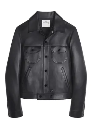 COURREGES Leather Shirt Jacket - Black
