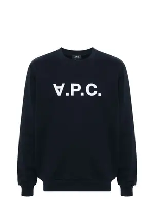 A.p.c. Flocked-logo Cotton Sweatshirt - Blue