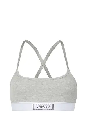 Versace Logo-jacquard Bra - Grey