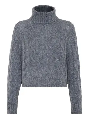 Brunello Cucinelli Roll-neck Cable-knit Jumper - Blue
