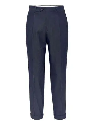 Brunello Cucinelli Brunello Cucinelli Navy Blue Wool Tapered Trousers Blue