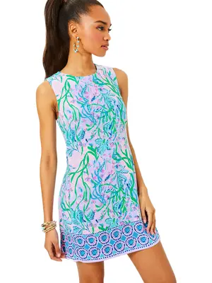 LILLY PULITZER Edita Shift Mini Dress Multi Seacret Escape Engineered Woven Dress
