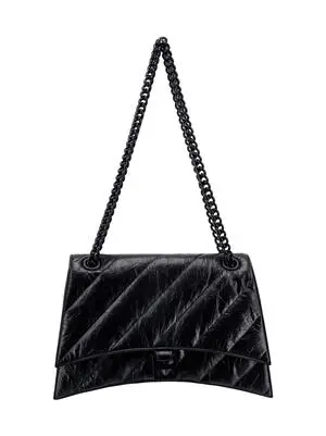 Balenciaga Matelassé Leather Shoulder Bag With Monogram - Black