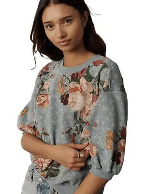 PILCRO Niki Bubble Sweatshirt - Blue Pattern
