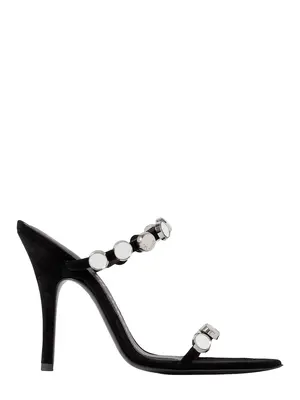 Attico Venus Studded Suede Sandals - Black