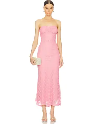Bardot Adoni Strapless Midi Dress - Pink