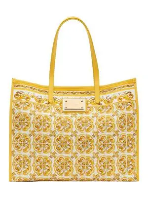 Dolce & Gabbana Majolica Print Canvas Shopper - Azulejos Giallo
