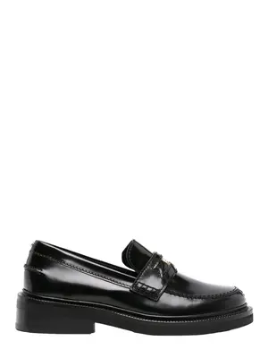 Maje Clover-detail Leather Loafers - Black