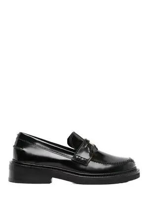 Maje Clover-detail Leather Loafers - Black