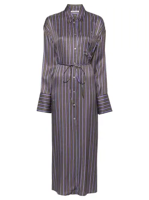 Acne Studios Striped Midi Shirt Dress - Purple