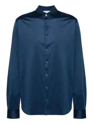 D4.0 Classic-collar Cotton Shirt - Blue