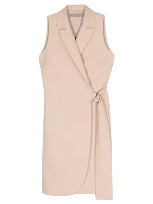 D.exterior Crepe Wrap Midi Dress - Neutrals