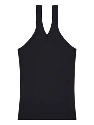 COURREGES Logo-embroidered Ribbed Tank Top - Black