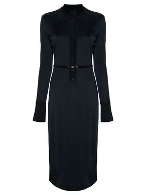 Givenchy Belted Polo-collar Midi Dress - Blue