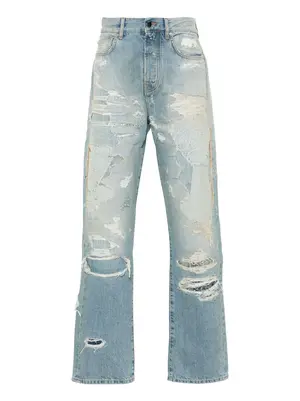 Amiri Repaired Straight-leg Jeans - Blue