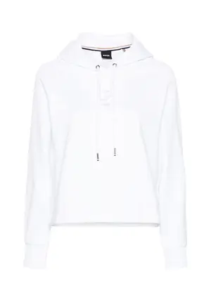 BOSS Logo-embroidered Cropped Hoodie - White