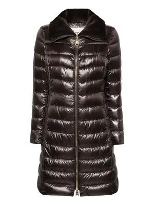 Herno Faux-fur Collar Puffer Coat - Brown