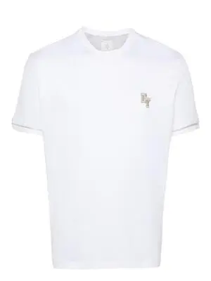 Eleventy Logo-embroidered Cotton T-shirt - White
