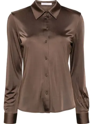 Helmut Lang Satin Button-up Shirt - Brown