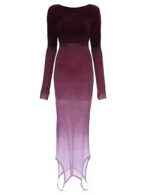 Attico Ombré Ribbed-knit Midi Dress - Purple