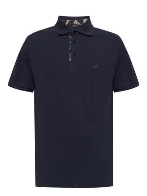 Etro Logo-embroidered Cotton Polo Shirt - Blue