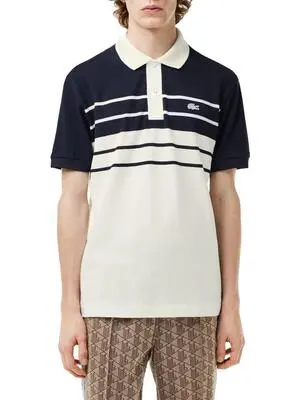 Lacoste Stripe Original L.12.12 Petit Piqué Polo Sweater - Farine/ Abimes