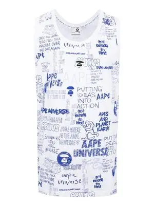 AAPE BY *A BATHING APE® Cotton Tank Top - White