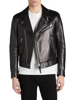 TOM FORD Quilted Lining Lambskin Leather Biker Jacket - Lb999 Black