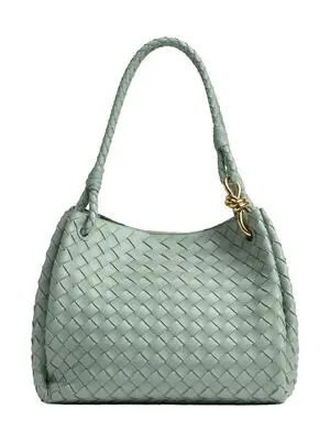 Bottega Veneta Large Intrecciato Leather Top Handle Bag - New Sauge- Brass