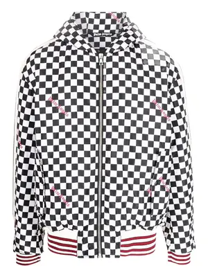 Palm Angels Damier Puffed Hoody Jacket - Black