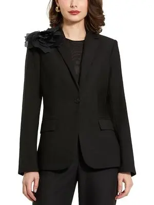 Mac Duggal Classic Crepe Blazer With Flower - Black