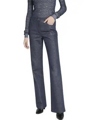 Giorgio Armani Bootleg Jeans With Logo Embroidery - Denim