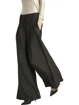 Giorgio Armani Double Jersey Flowy Pleated Trousers - Brown