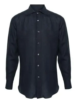 Brioni Classic-collar Linen Shirt - Blue