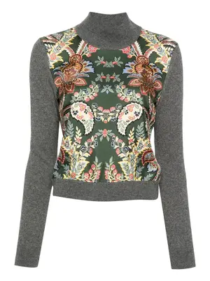 Etro Floral Contrast-panel Jumper - Grey